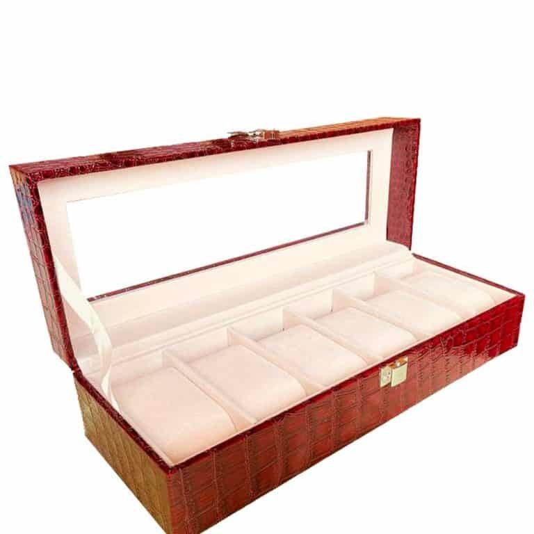 Organizador Porta Reloj Estilo Piel de Cocodrilo Caja 6 Relojes - Megimperú